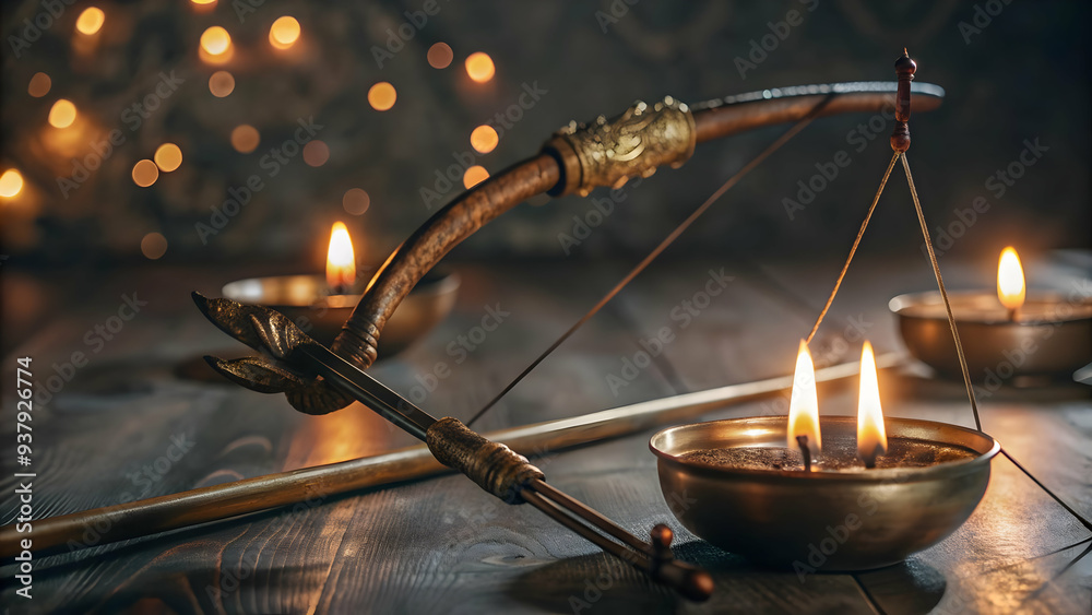 Bow and Arrows with Diya Frame concept as Vertical frame with a bow and ...