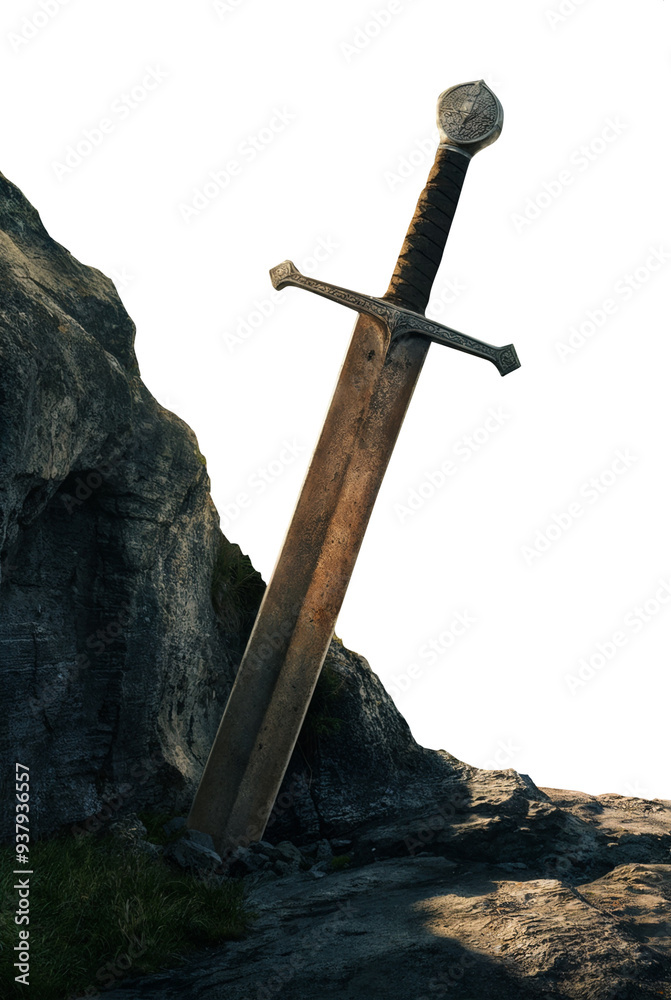 Sword stuck in the ground. Medieval Battle Relic: The Knight's Sword of ...