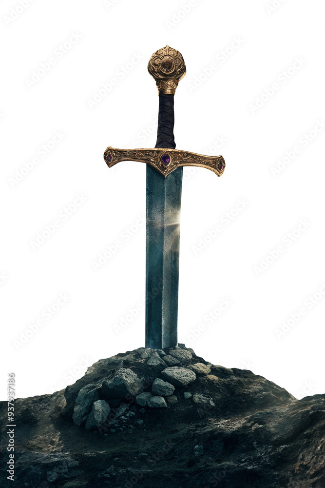 Foto de Medieval War Relic: Ancient Dagger Stuck in Ground, a Testament ...