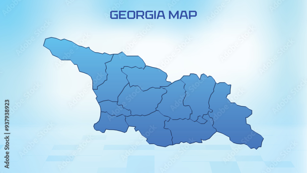 Blue detailed map of Georgia with States administrative divisions ...