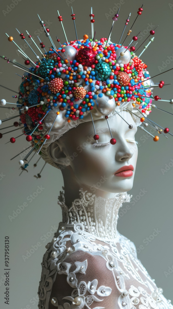 Create a hyper-realistic image of a model from the torso up with ...