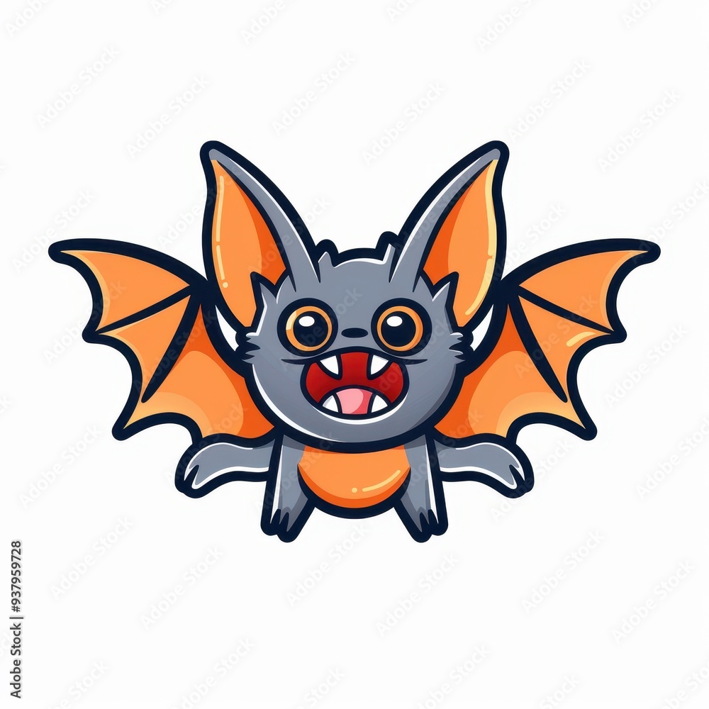1. Adorable bat with tiny fangs vector illustration cartoon sticker ...