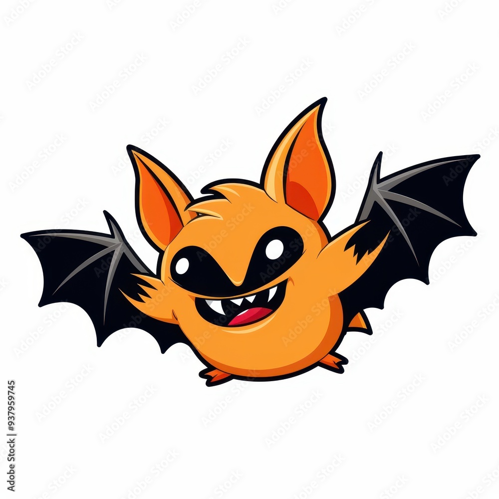 1. Adorable bat with tiny fangs vector illustration cartoon sticker ...