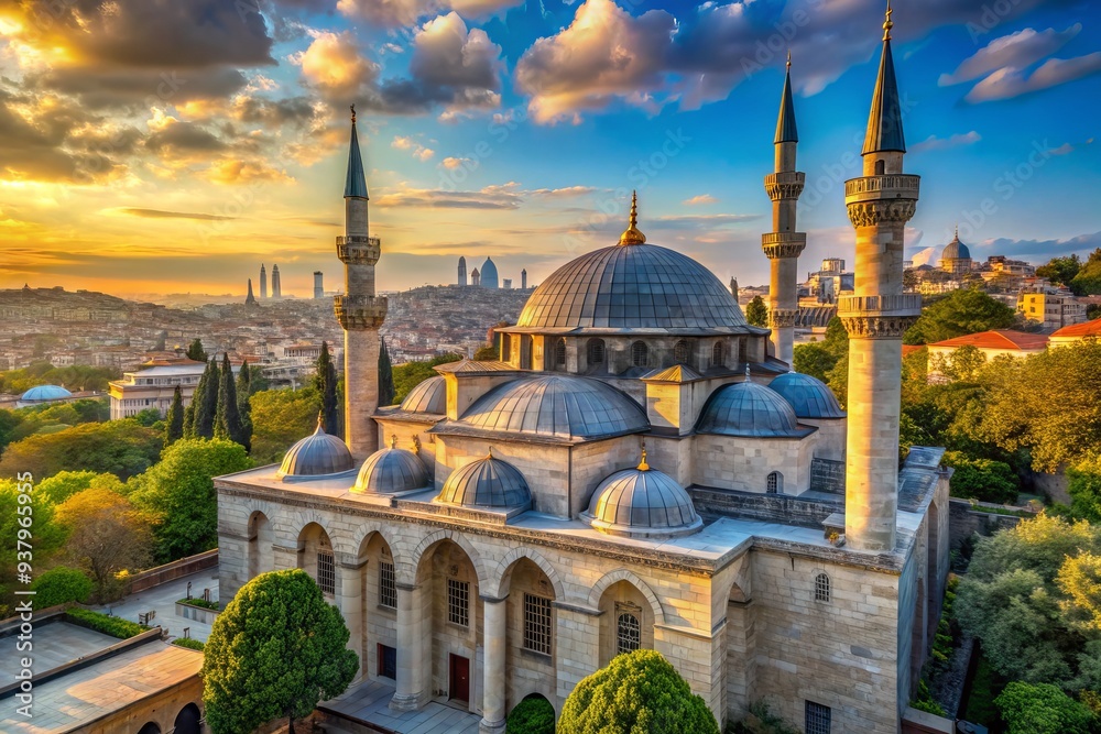 Historic Aziz Mahmut Hudai Mosque and Tomb, built in the 16th century ...
