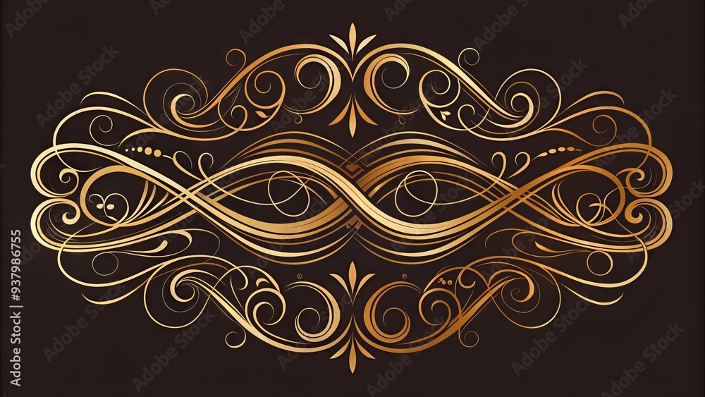 Ornate, luxurious typographic elements, including swashes, flourishes ...