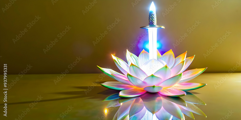 Holographic Lotus and Sword with Honor Text concept as A refined photo ...