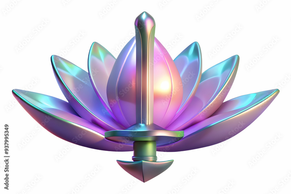 Holographic Lotus and Sword with Honor Text concept as A refined photo ...