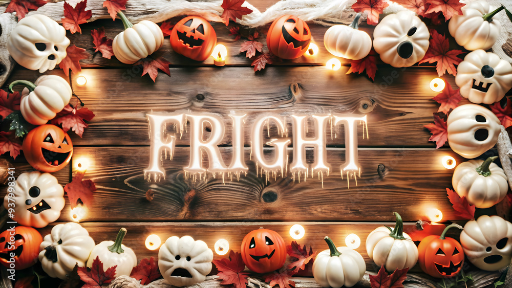 Jack o Lantern and Ghost Border with Fright Text concept as A spooky ...