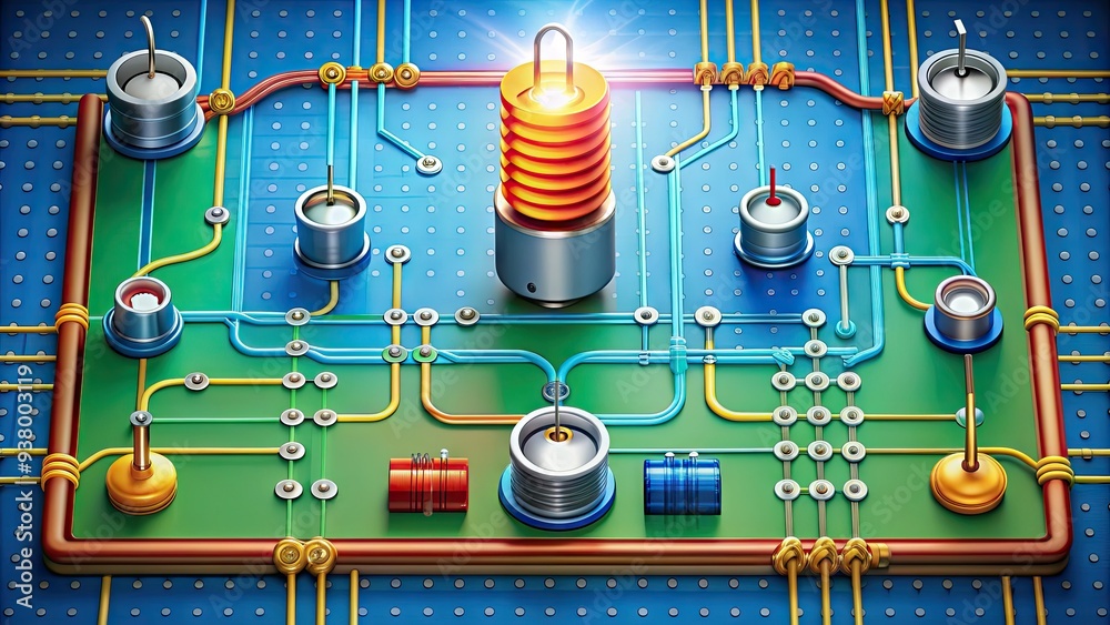 A colorful illustration shows a parallel circuit diagram with resistors ...