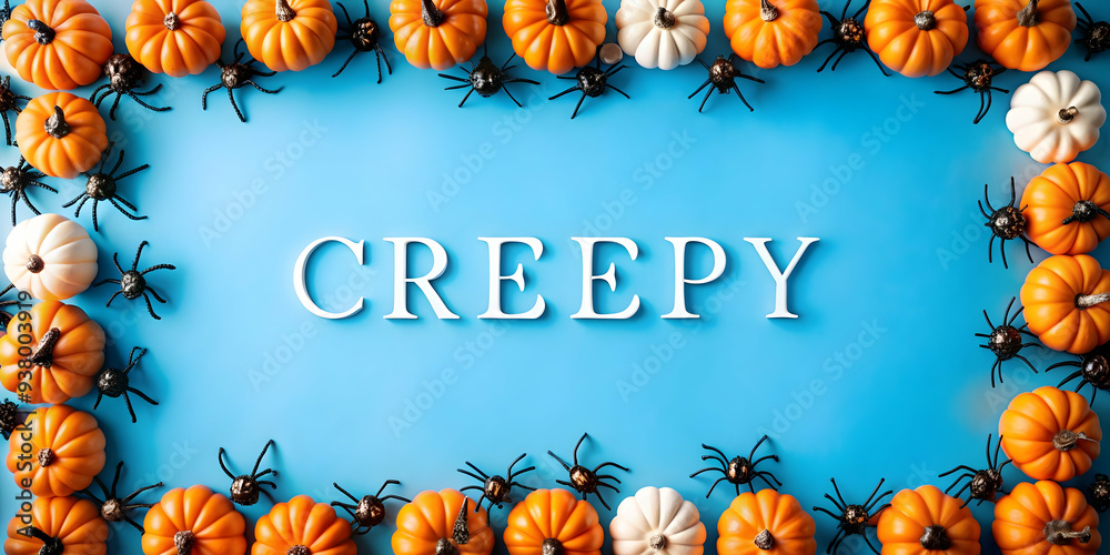 Pumpkin and Spider Border with Creepy Text concept as A creepy border ...