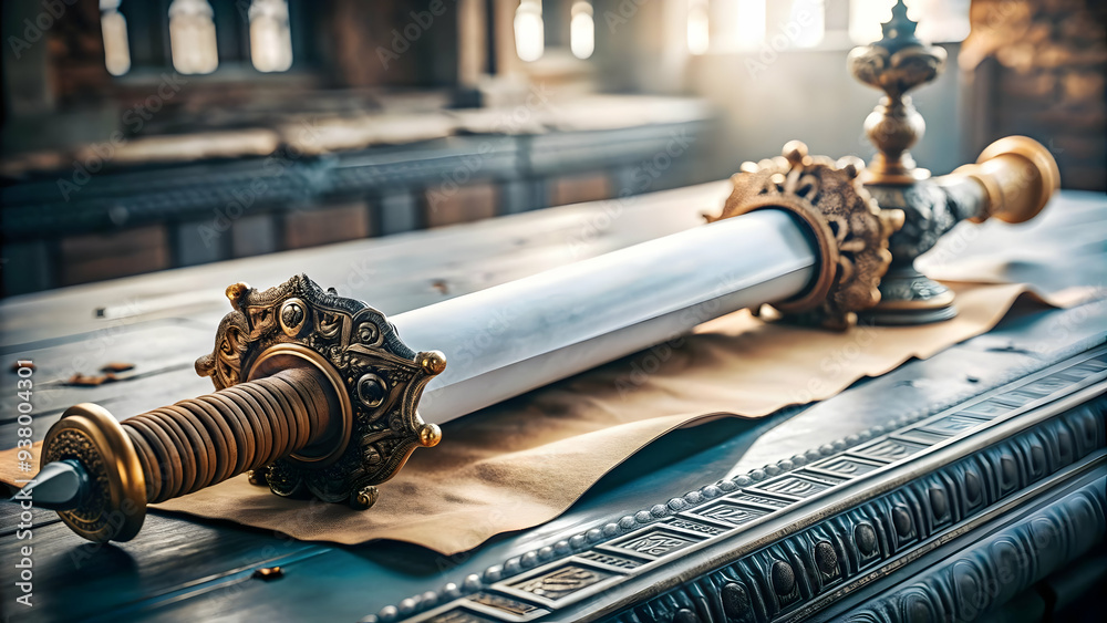 Ramayana Scroll and Sword concept as Vector illustration of an ancient ...