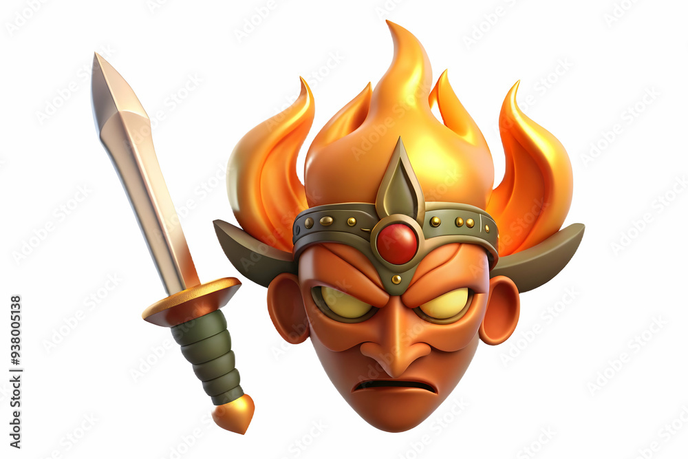 Ravana Mask and Flaming Sword Frame concept as Horizontal frame with a ...
