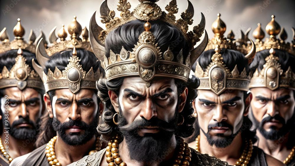 Ravanas Ten Heads and Crown concept as Vector illustration of Ravanas ...