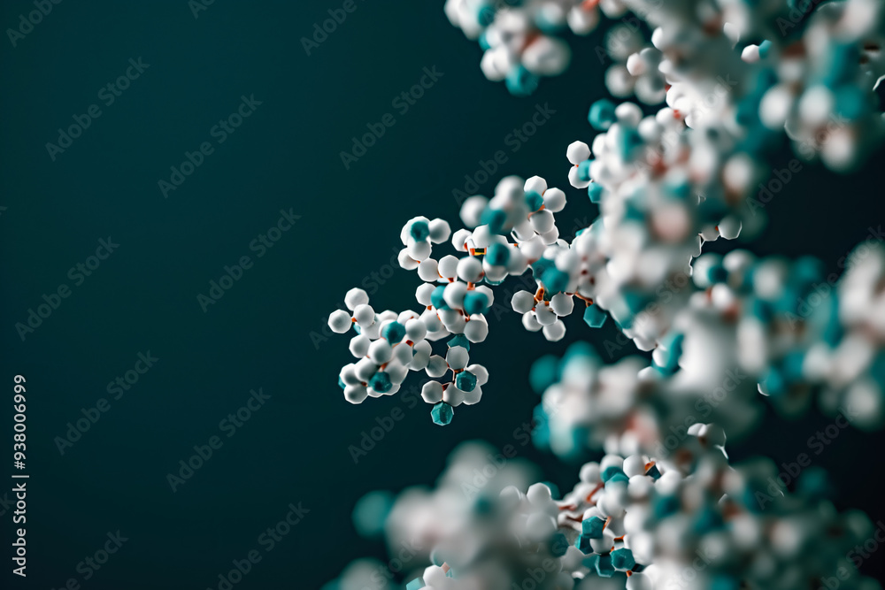 View of organic chemical biochemical structure of atoms in scanning ...