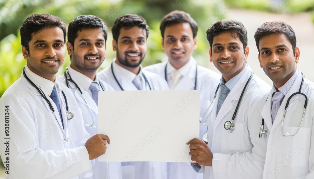 Indian Doctors Presenting Blank White Paper: Healthcare Communication ...