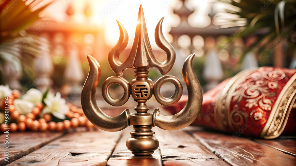 Trishul and Om Symbol concept as Vector illustration of a trishul ...