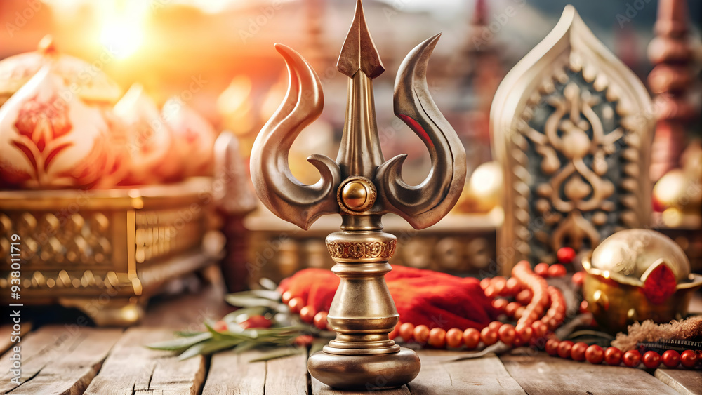 Trishul and Om Symbol concept as Vector illustration of a trishul ...