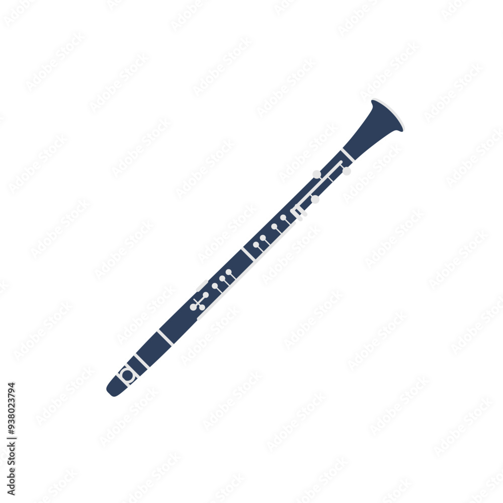 Poster Musical instrument clarinet flat design vector illustration ...