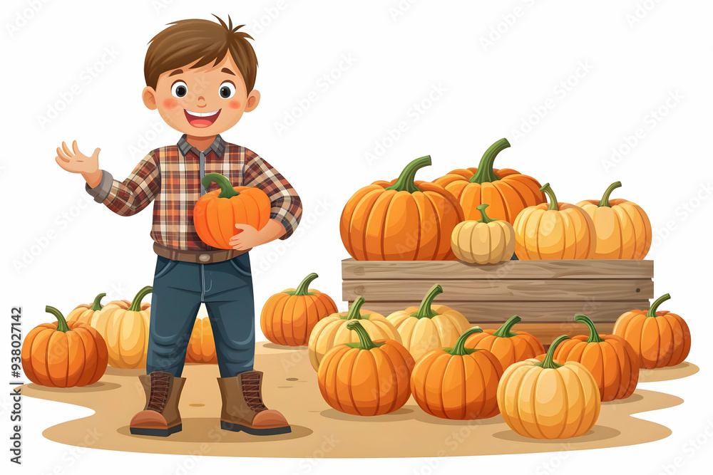Flat Candid Child Picking Out a Pumpkin concept as A candid shot of a ...
