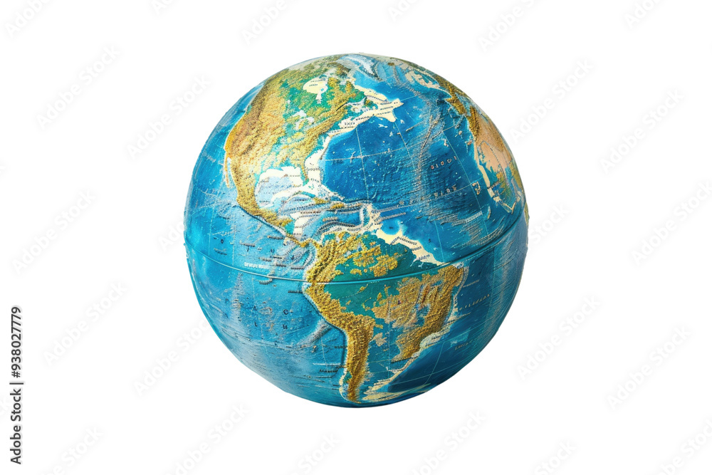 3D earth globe showing continents isolated on white background. Studio ...
