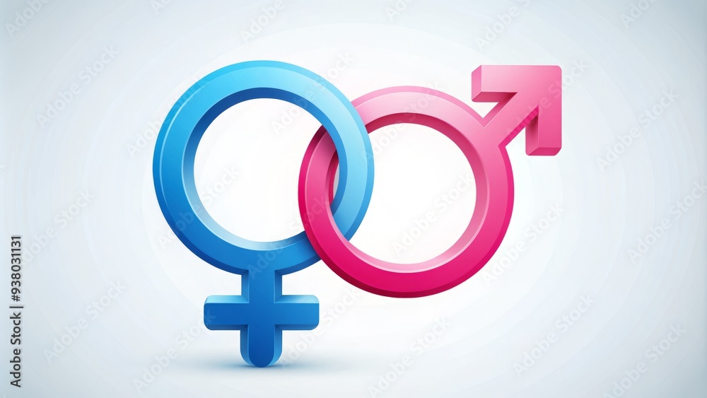 Stylized illustration of a male and female symbol merged into a single ...