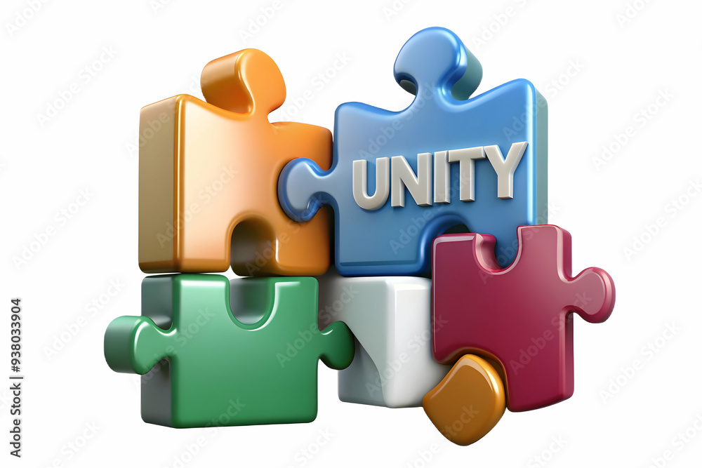 Flat Plus Size Model Puzzle Border Frame with Unity Text concept as A ...