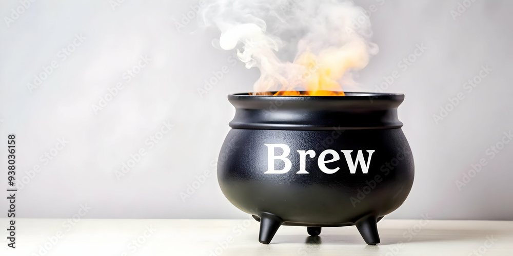 Flat Witchs Cauldron with Brew Text concept as An isolated vector ...
