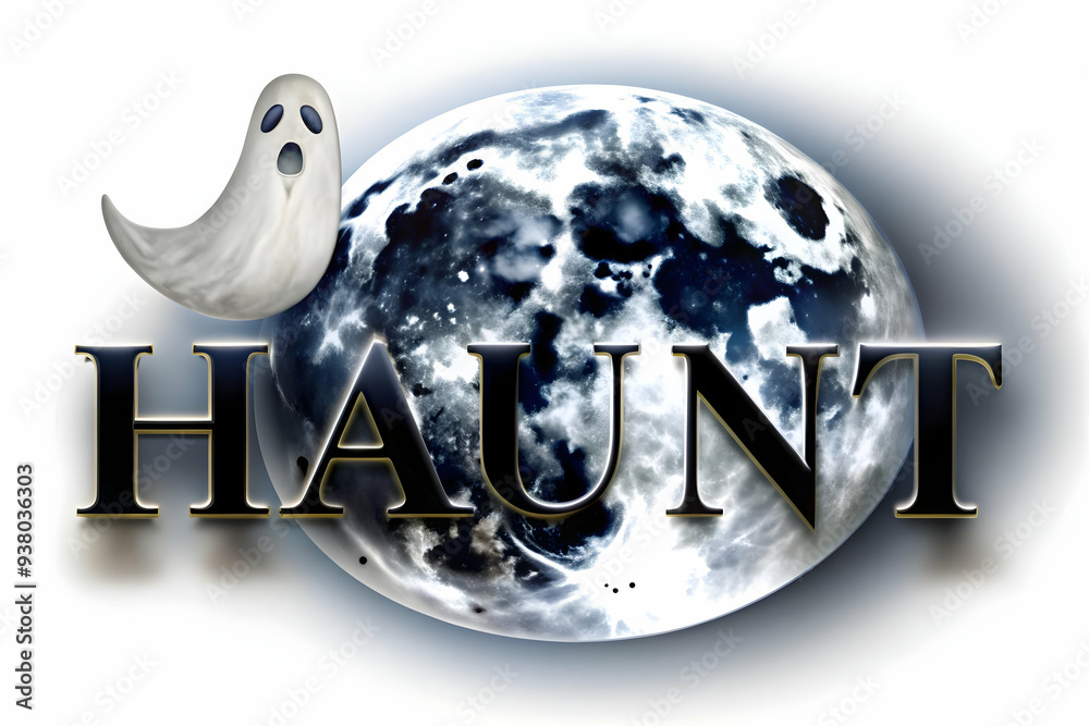 Ghost and Moon with Haunt Text concept as An isolated vector featuring ...