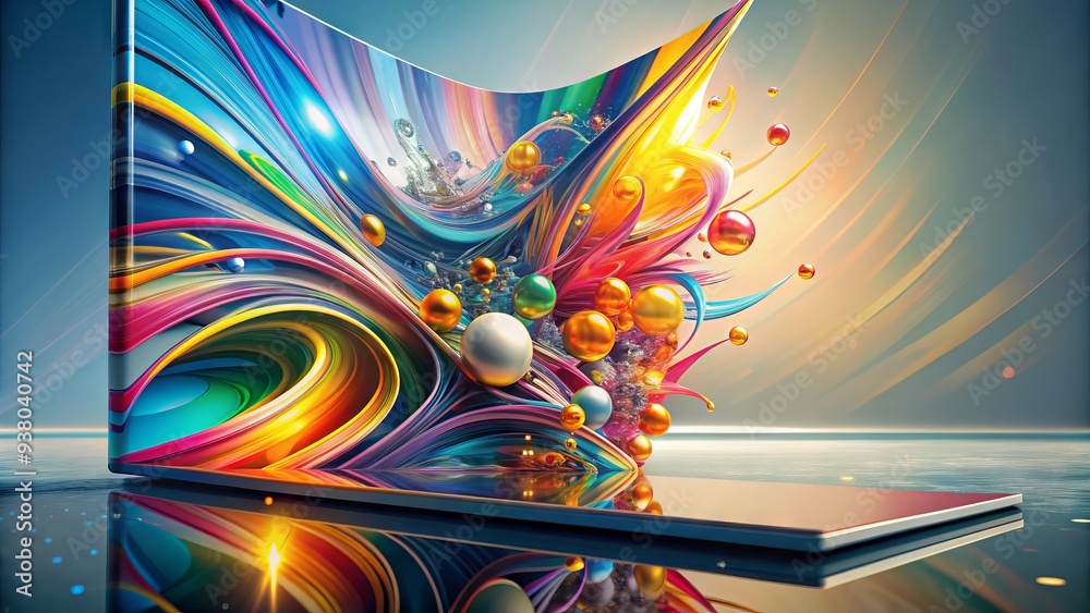 Vibrant 3D magazine cover with colorful abstract shapes and lines ...