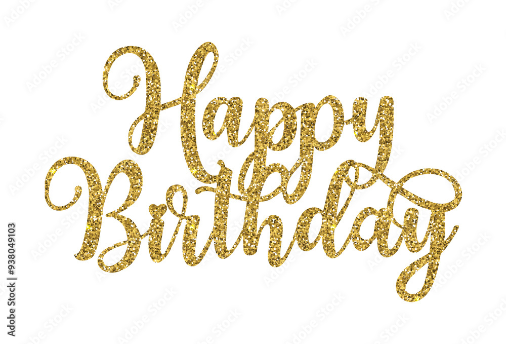 Happy Birthday gold glitter text for birthday party, birthday greetings ...