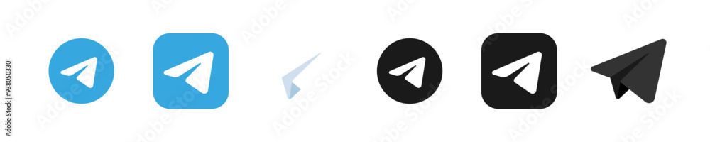 6 Popular social media icons set. Telegram - messenger. Different ...