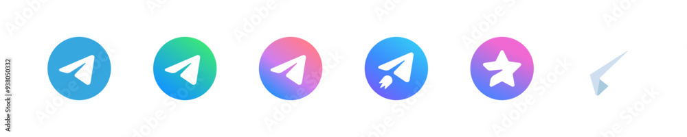 6 Popular social media icons set. Telegram - messenger. Different ...