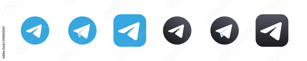 6 Popular social media icons set. Telegram - messenger. Different ...