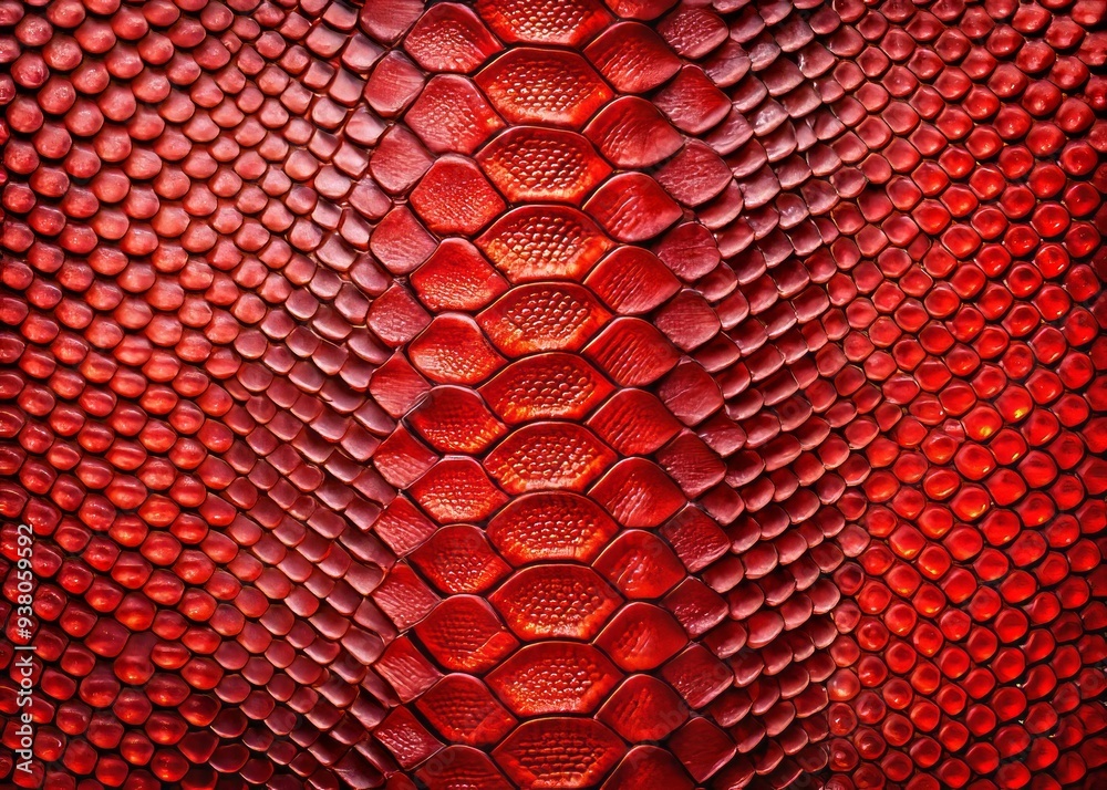 Vibrant red snake skin texture with intricate scales and subtle surface ...