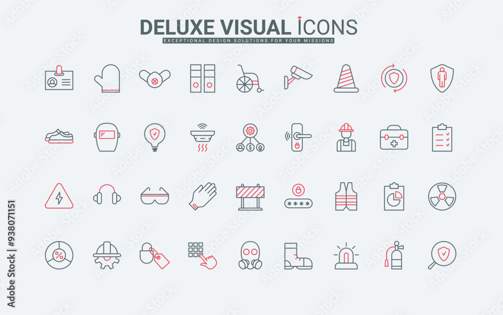 Health safety regulations at work line icons set. Personal secure ...