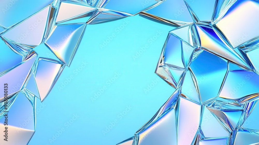 Shattered glass effect with geometric shards, 3D Render, Crystal Clear ...