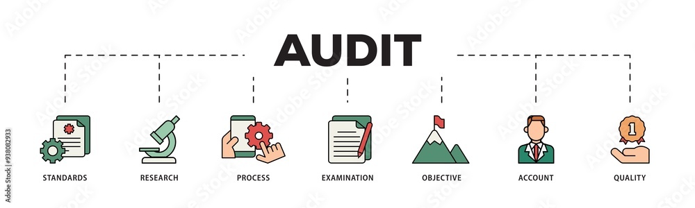 Audit icon infographic illustration concept with icon of standards ...