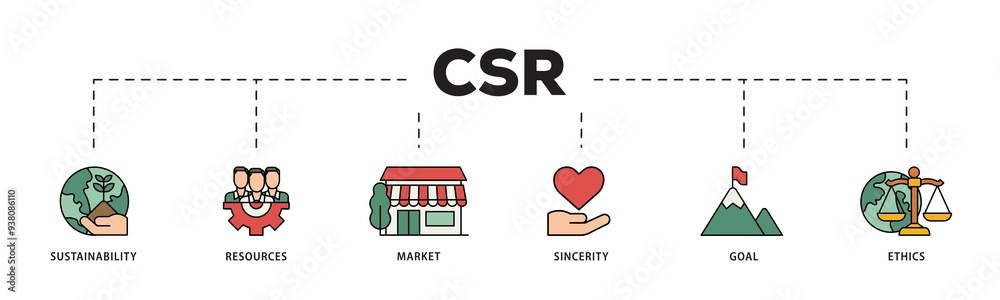 CSR icon infographic illustration concept with icon of business and ...