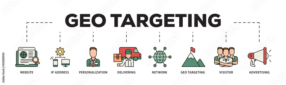 Geo targeting icon infographic illustration concept with icon of ...