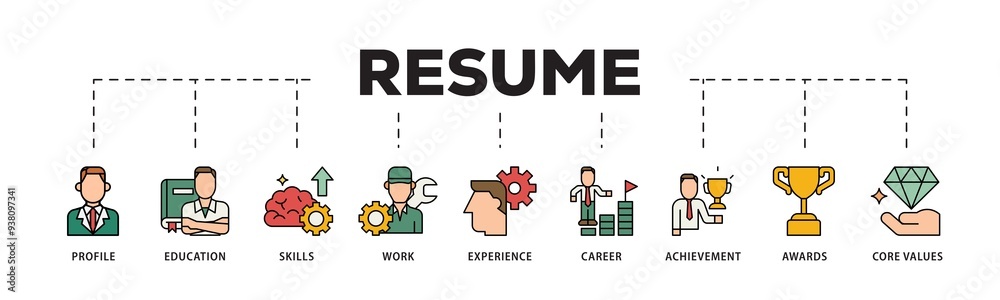 Resume icon infographic illustration concept with icon of profile ...