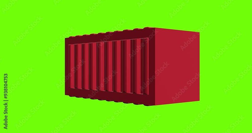 3d render container rotating animation on green screen,3d container ...