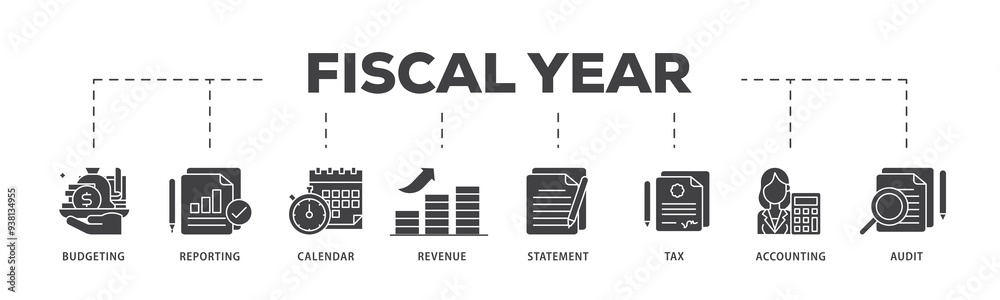 Fiscal year icon infographic illustration concept with icon of ...
