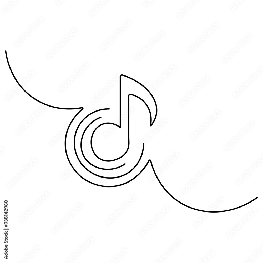 Music single line art, continuous one line drawing of Isolated outline ...