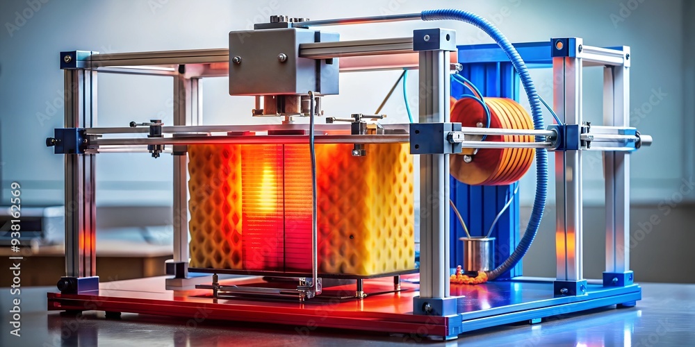 3D Printing in Action: A close-up view of a 3D printer in operation ...