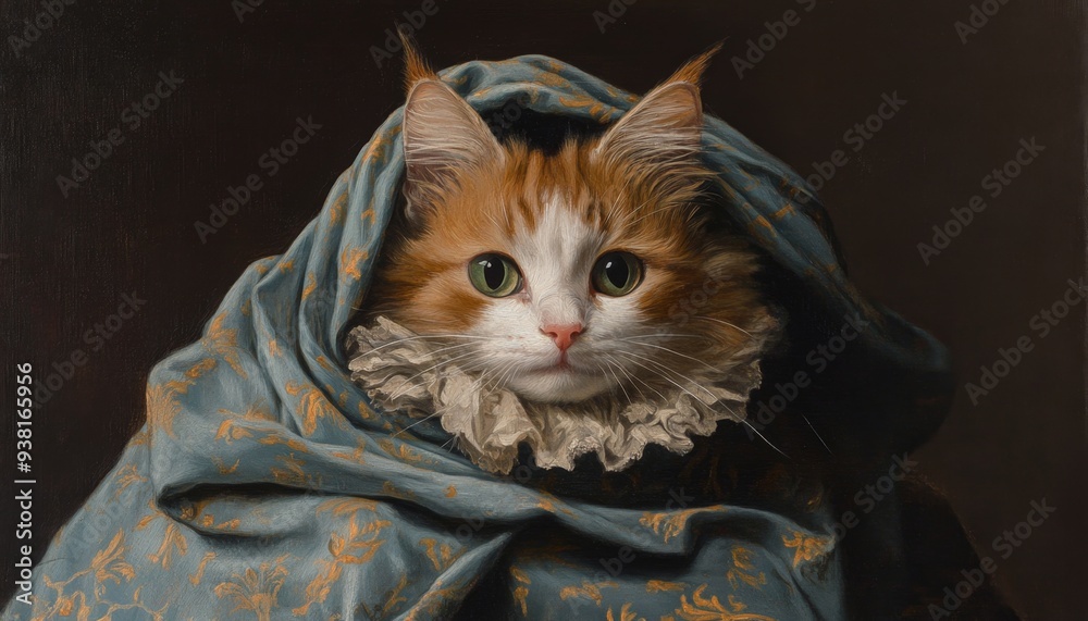 Elegant Renaissance Cat in Vintage Military Uniform: Whimsical AI ...