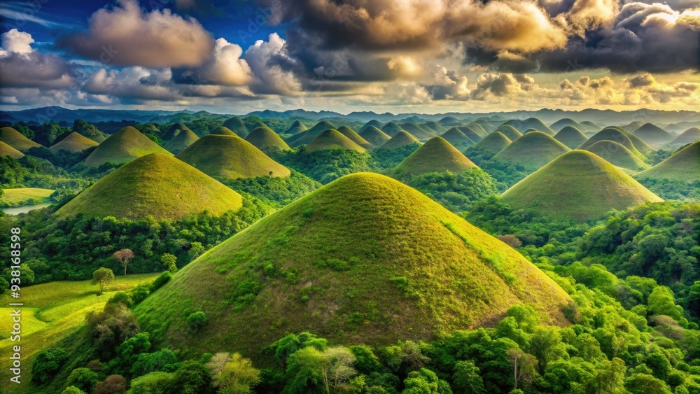 Breathtaking panorama of the iconic Chocolate Hills in Bohol ...
