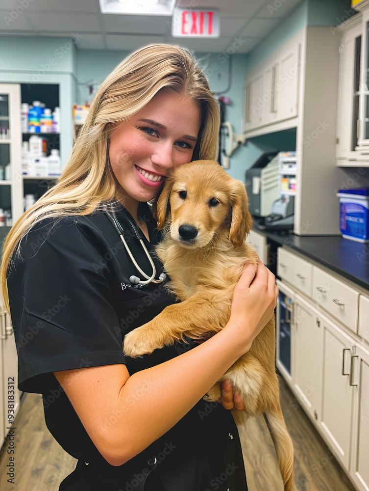 Veterinarian doctor Woman sitting on a couch with a white Akbash dog ...