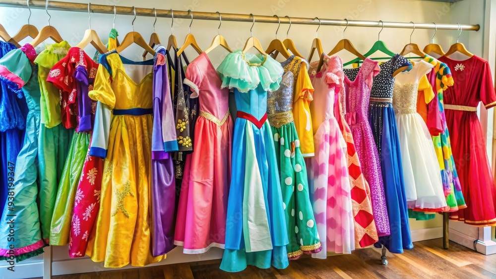Colorful assortment of costumes for all ages, including superhero capes ...