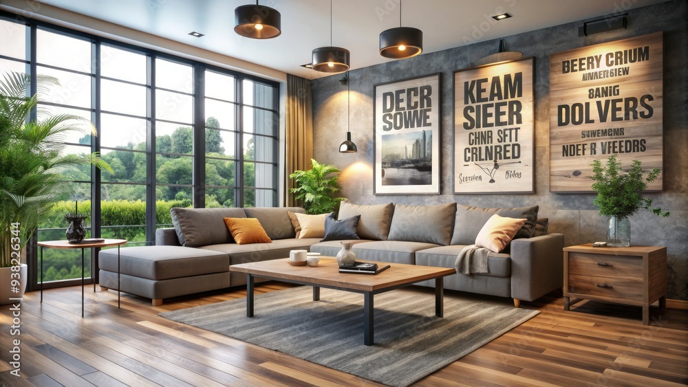 Cozy modern living room with framed motivational quotes on walls ...