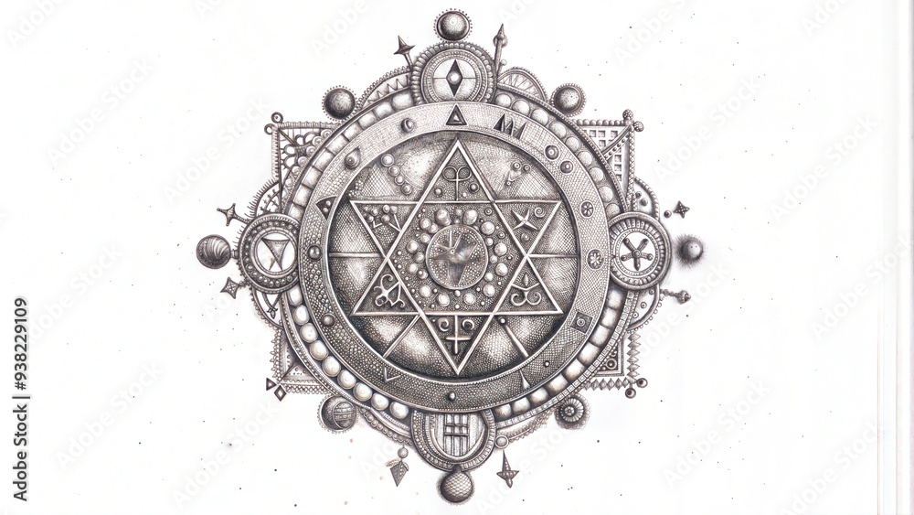 Esoteric Star of David Tattoo Design with Alchemical Symbols, Intricate ...